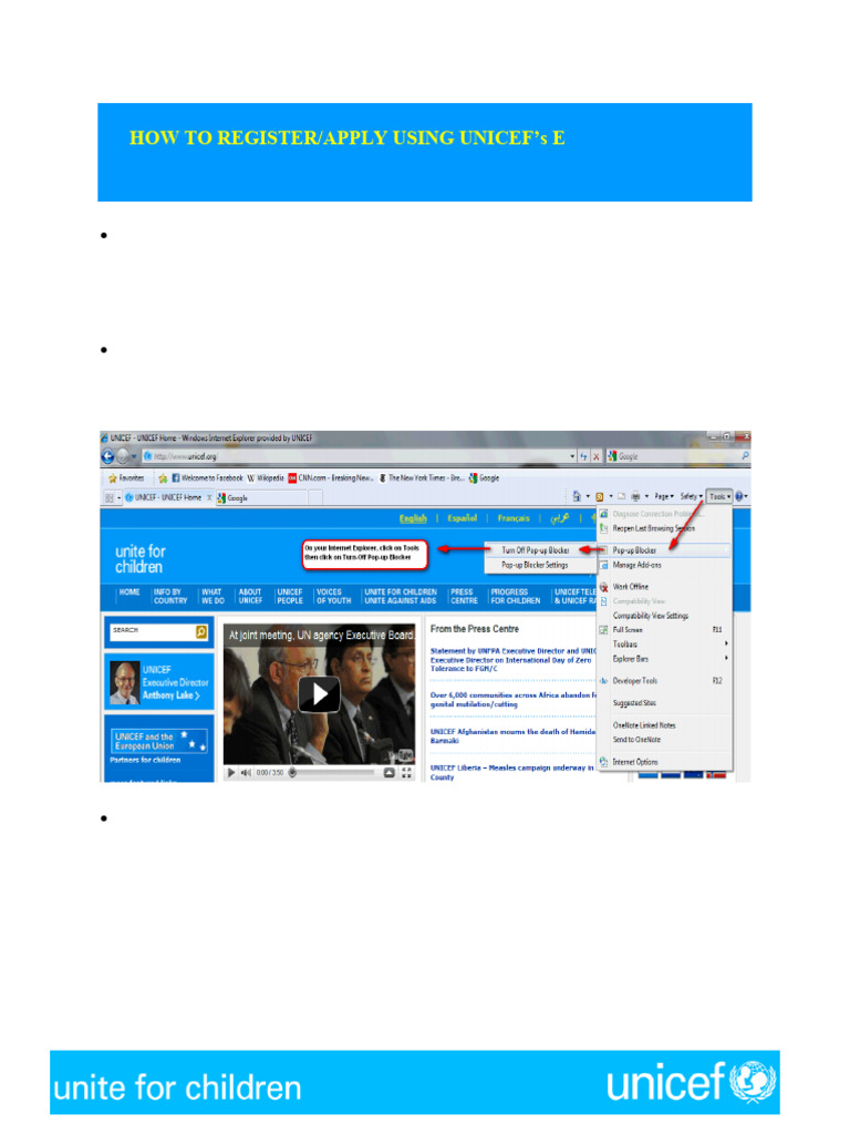 UNICEF ERecruitment - How To Apply-5 | PDF | Password | Login