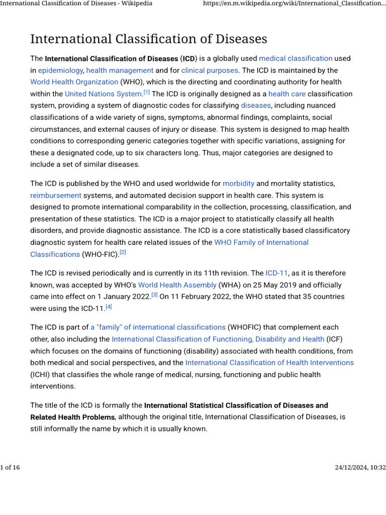 International Classification of Diseases Overview | PDF | Diagnostic ...