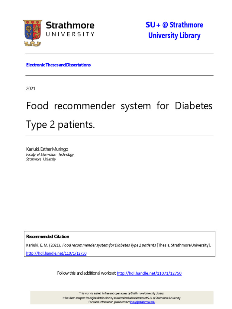 Food recommender system for Diabetes Type 2 patients | PDF | Diabetes ...