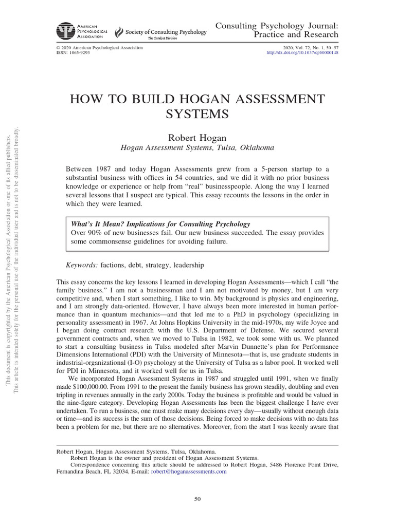 How to build Hogan Assessment | PDF | Cost Of Living | Equal Employment Opportunity Commission
