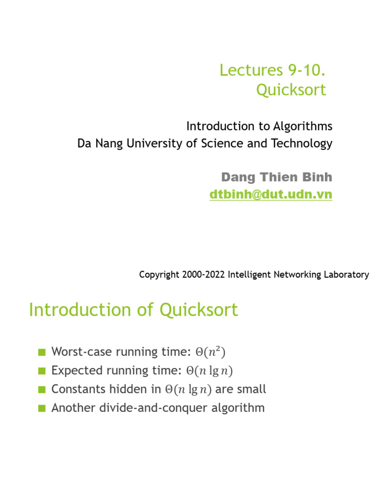 Quicksort | PDF | Algorithms | Computer Programming Quicksort | PDF | Algorithms | Computer Programming