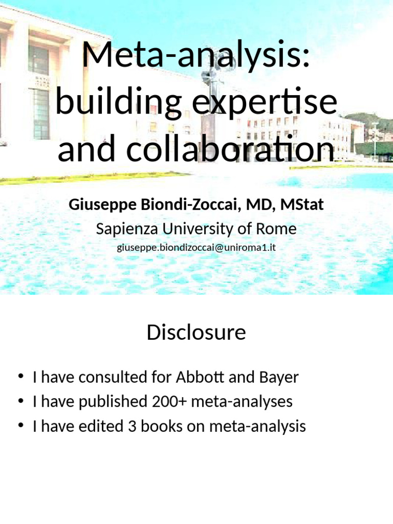 Biondi Zoccai Meta Analysis 2018 | PDF | Meta Analysis | Evidence