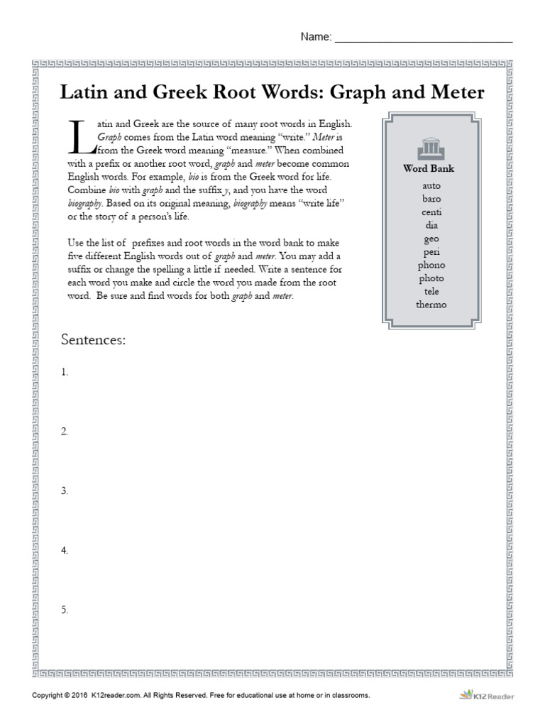 Latin and Greek Root Words Graph and Meter | PDF | Semantic Units ...