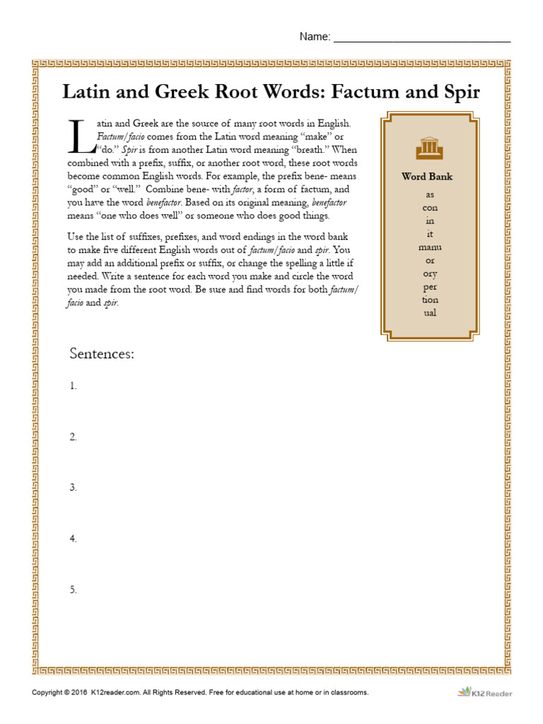 latin_and_greek_root_words_factum_and_spir | PDF | Linguistic Typology ...