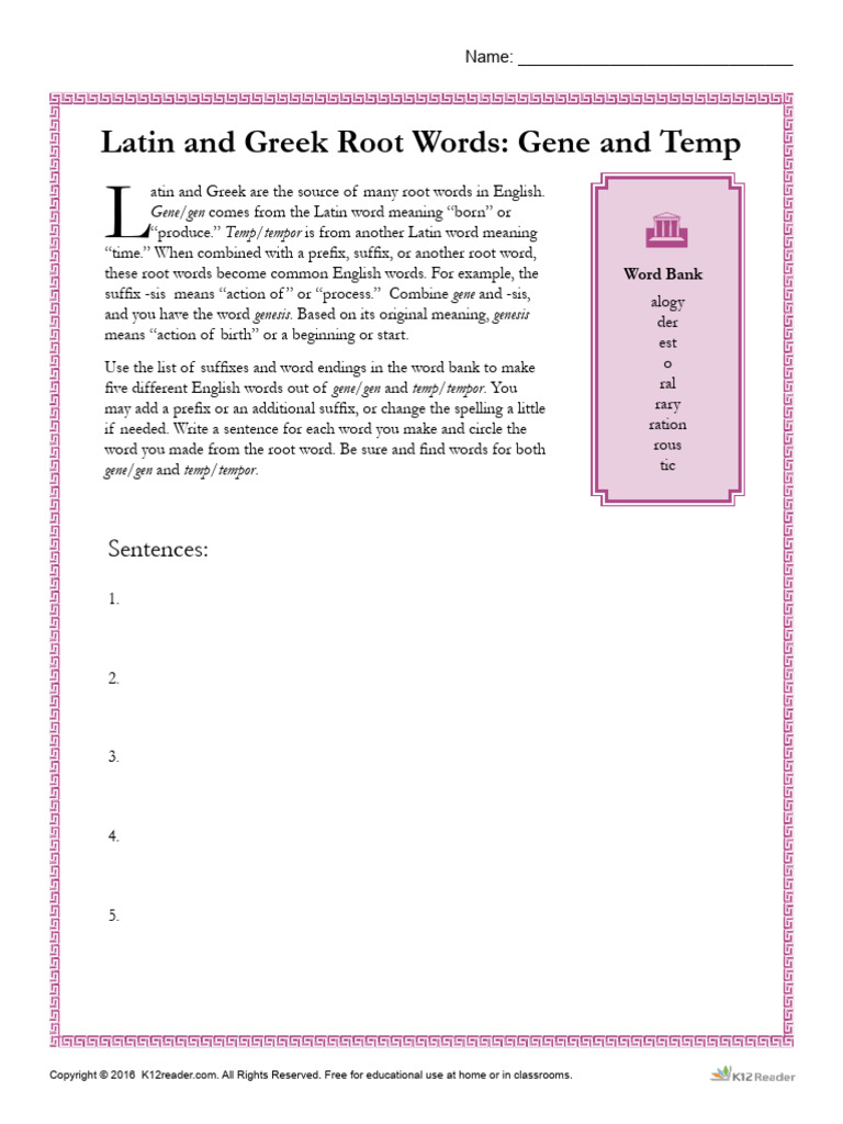 Latin and Greek Root Words Gene and Temp | PDF | Linguistic Typology ...