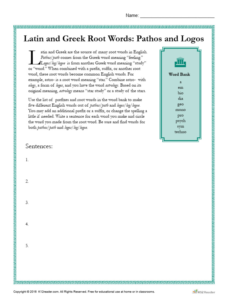 Latin and Greek Root Words Pathos and Logos | PDF | Morphology | Languages