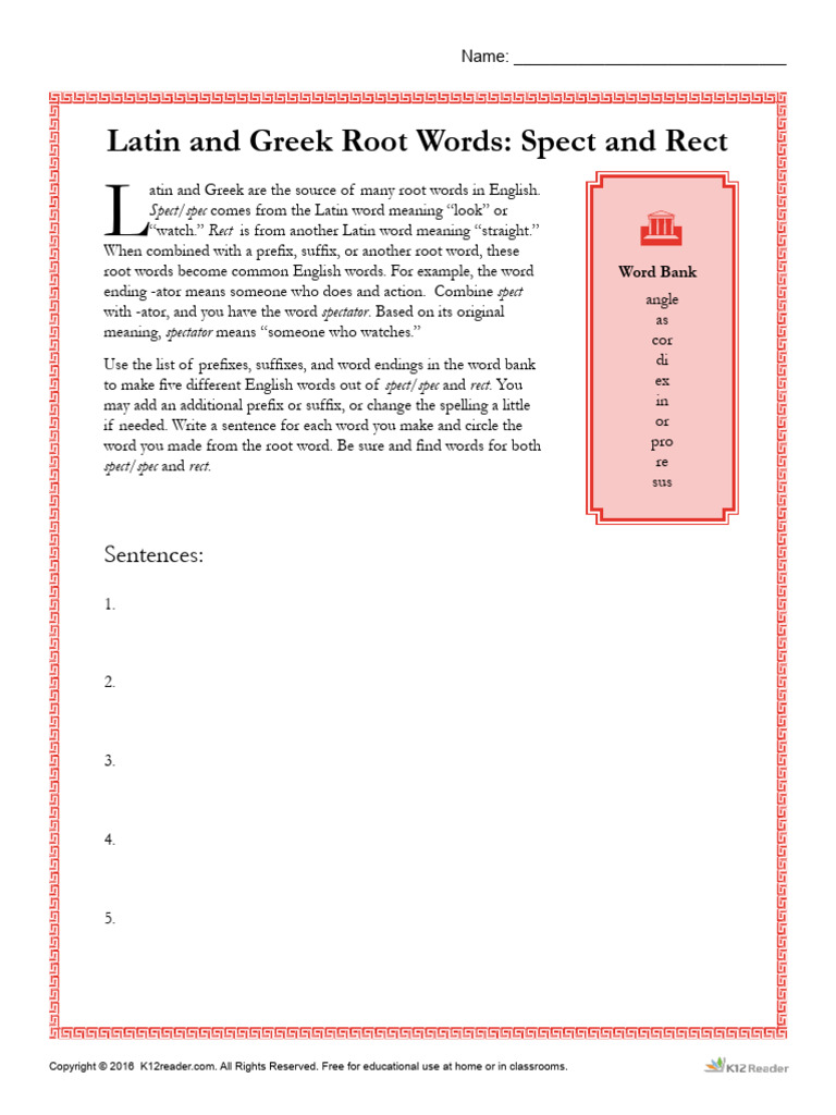 latin_and_greek_root_words_spect_and_rect | PDF | Word | Linguistic ...