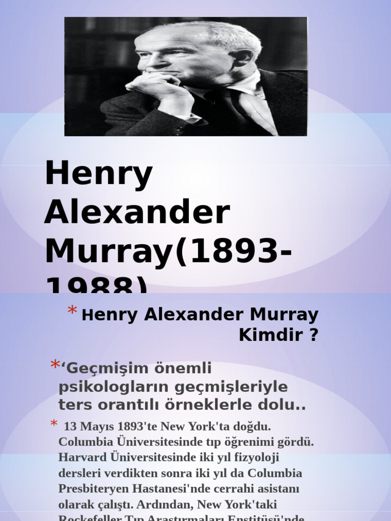 Henry Alexander Murray (1893-1988) | PDF