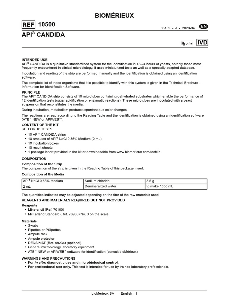Api Candida BioMerieux | PDF