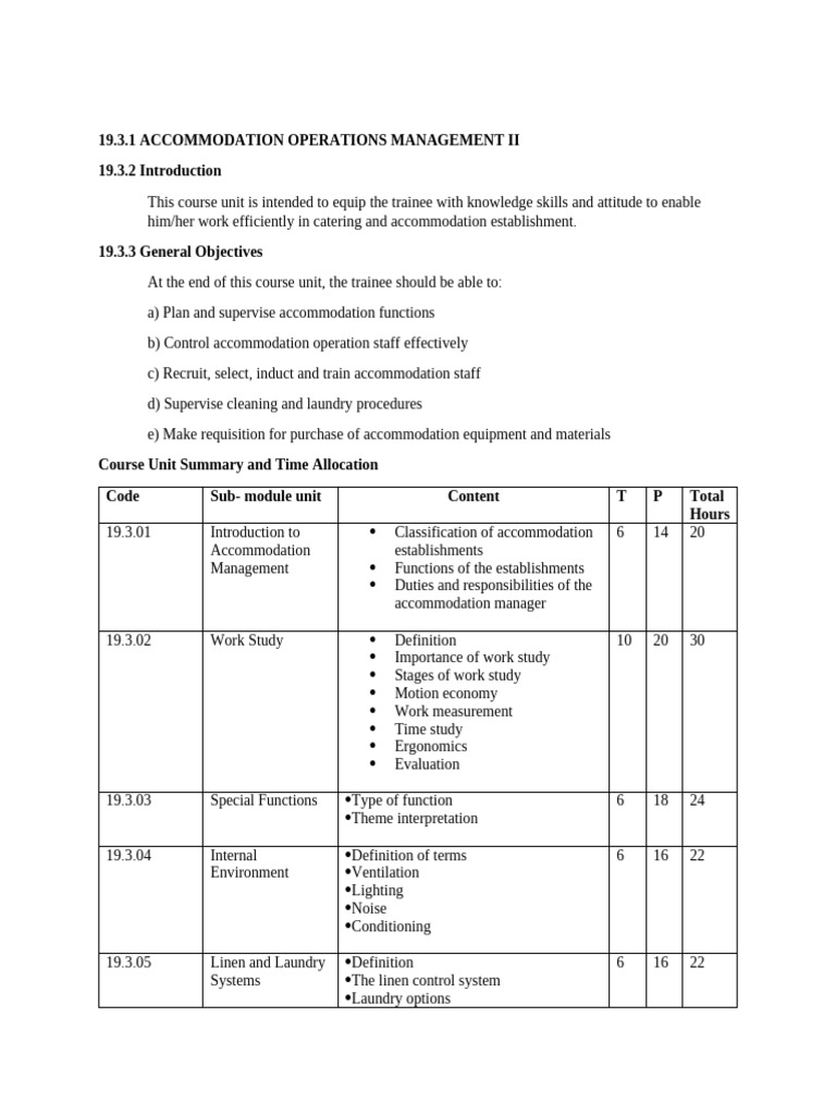 Accommodation Operation Management 2 | PDF | Housekeeping | Hotel