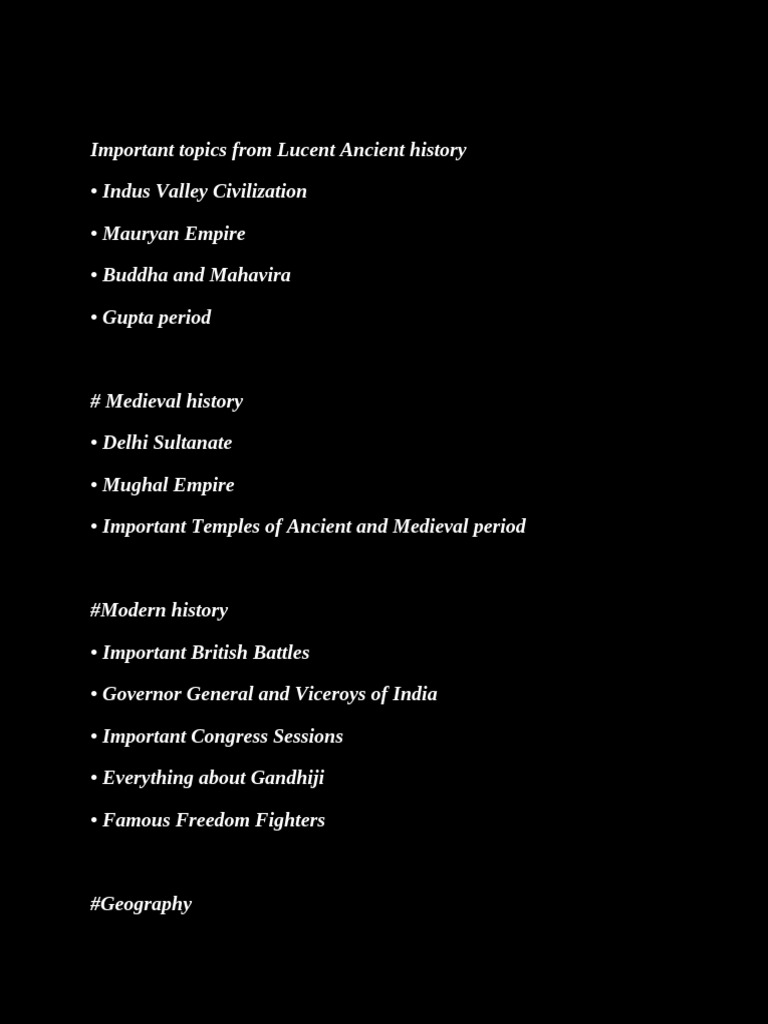 Important Topics From Lucent Ancient History | PDF