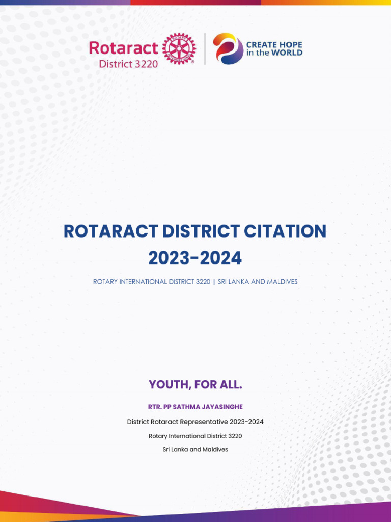 RID 3220 - Rotaract District Citation 2023-2024 | PDF