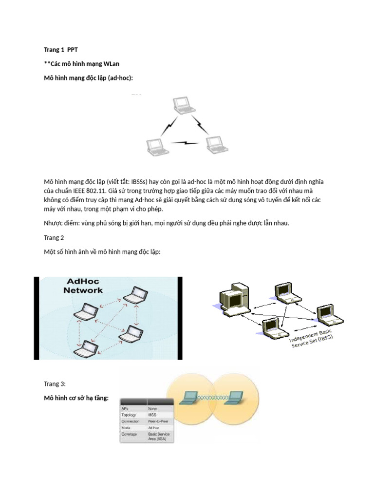 Trang 1 Ppt **Các Mô Hình Mạng Wlan Mô Hình Mạng Độc Lập (Ad-Hoc) | PDF