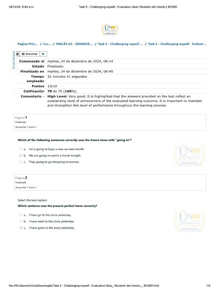 Task 5 - Challenging Myself - Evaluation Quiz | PDF
