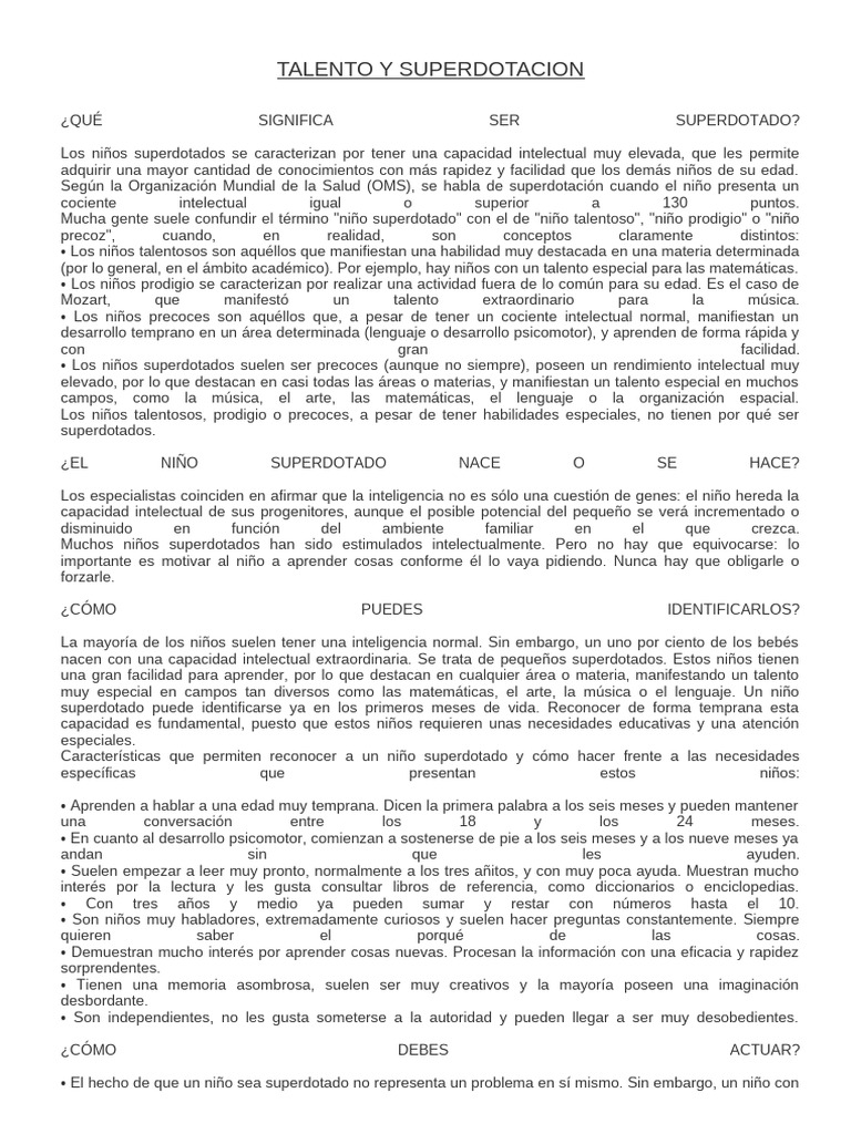 Discapacidadad, Talento y Superdotación | PDF | Dotamiento intelectual ...