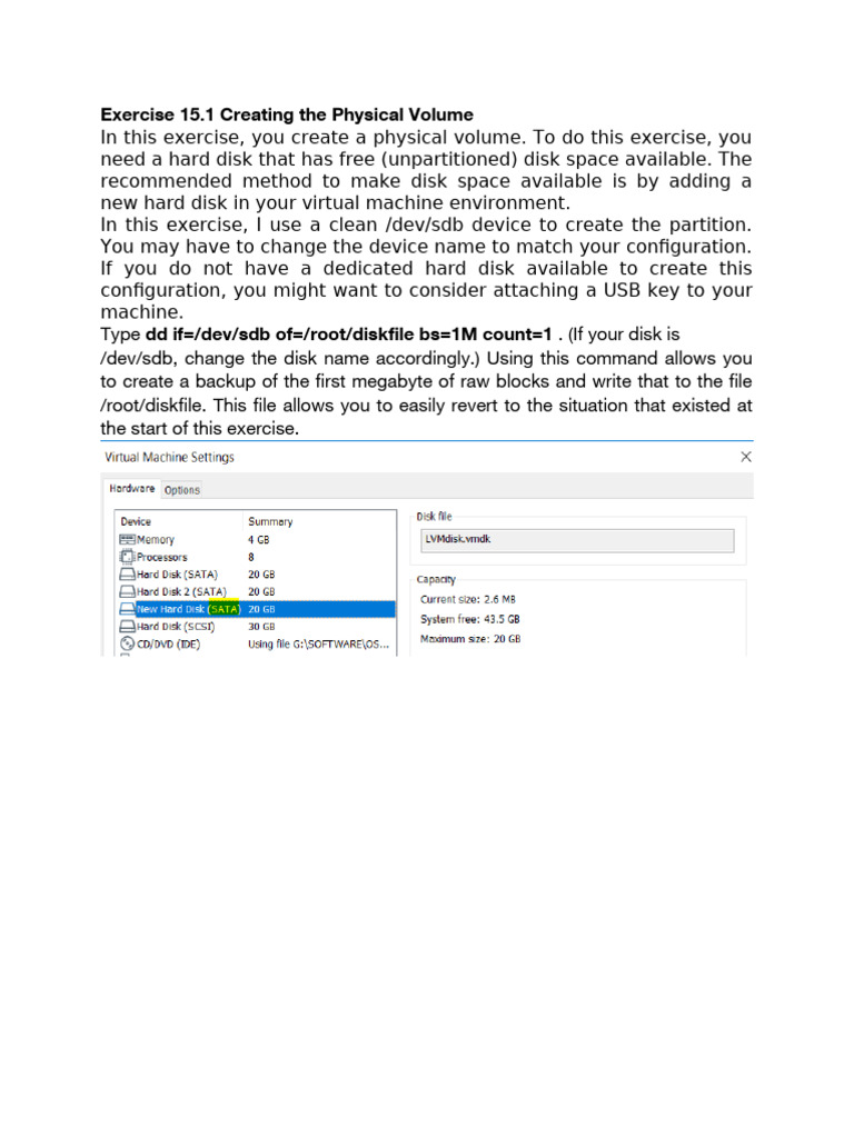 Lab 15 - Managing LVM Logical Volumes - Exercises | PDF | File System | System Software
