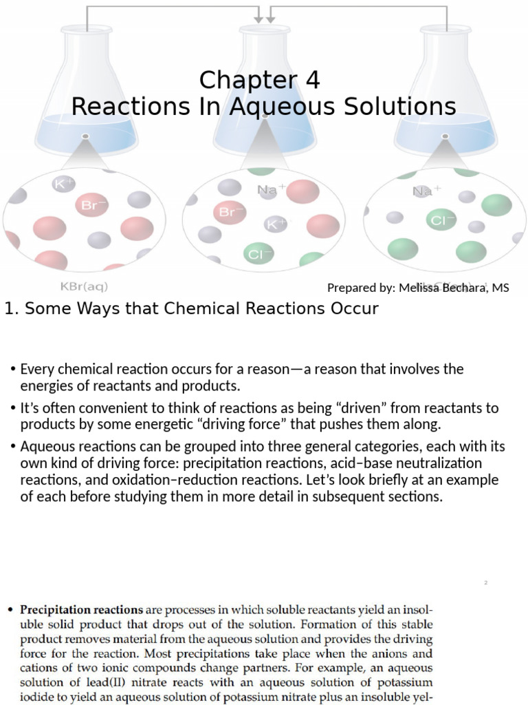 Chemistry Ch4 | PDF | Chemical Reactions | Aqueous Solution