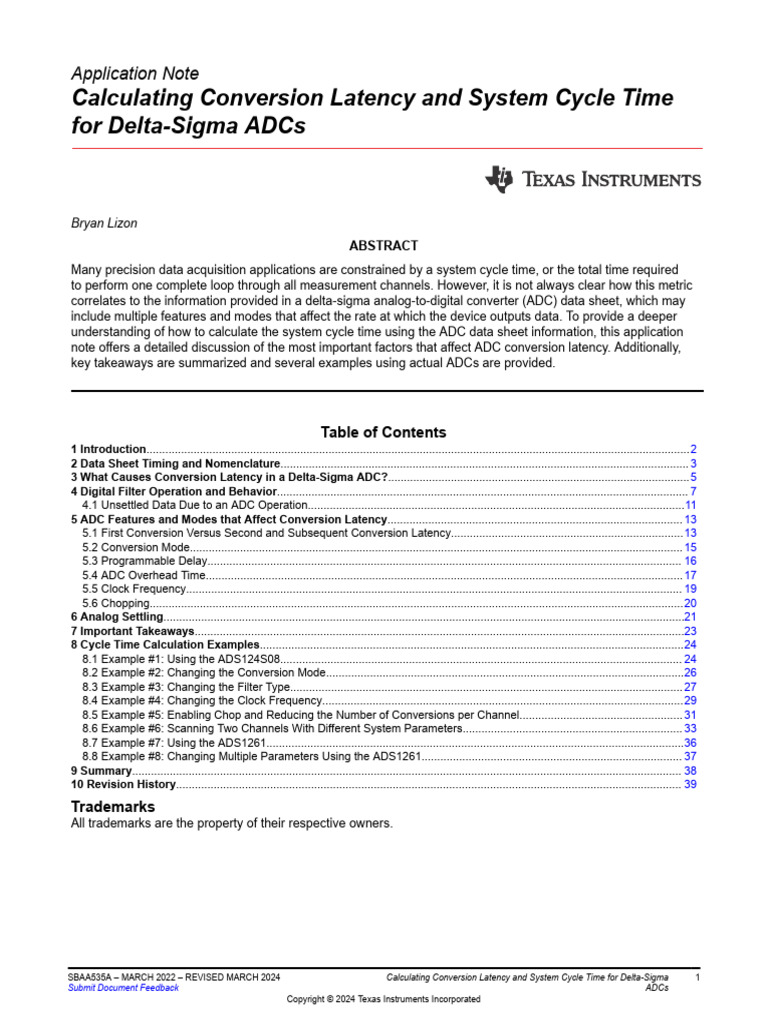 Calculating Conversion Latency | PDF | Analog To Digital Converter | Computer Engineering