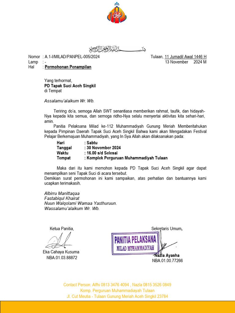 005 Permohonan Penampilan Tapak Suci | PDF