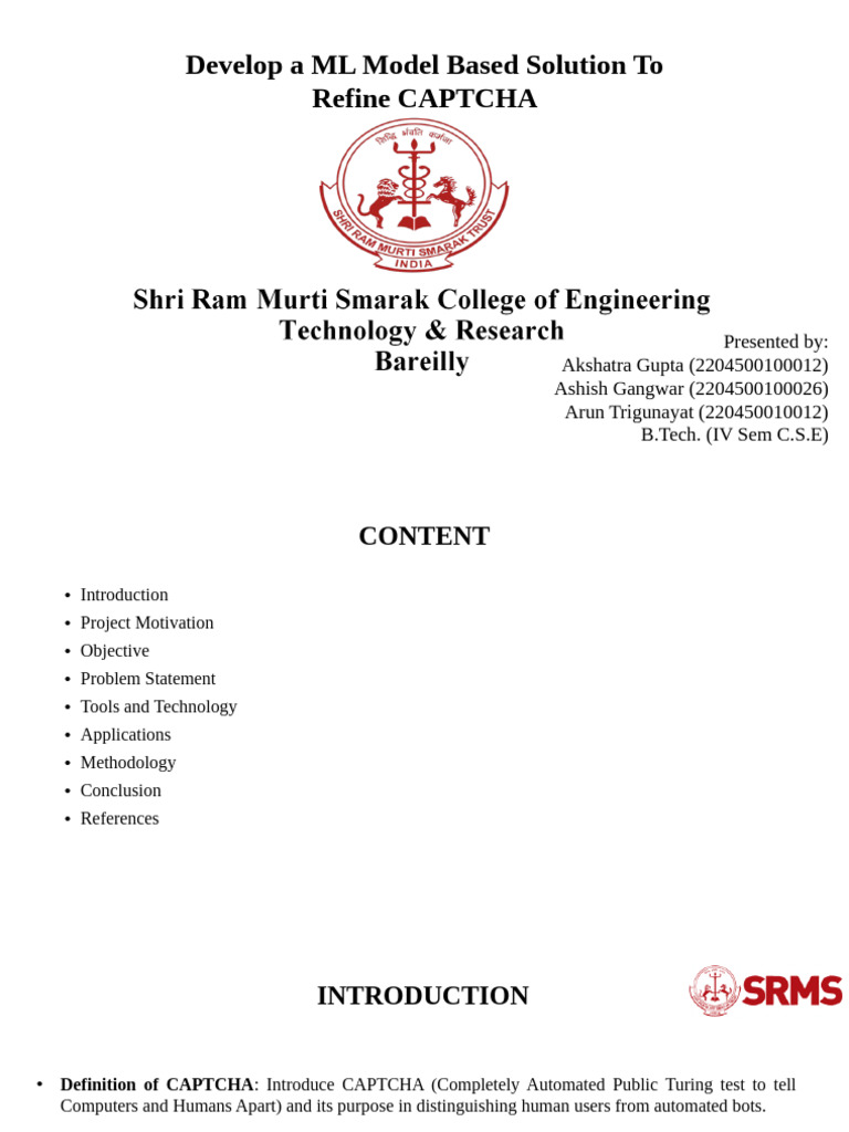 Ppt For Mini Project[2] Read Only Captcha Pdf Computer Security