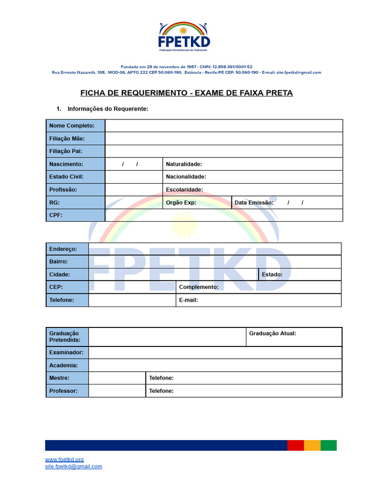 FICHA-DE-REQUERIMENTO-EXAME-FAIXA-PRETA_FPETKD | PDF