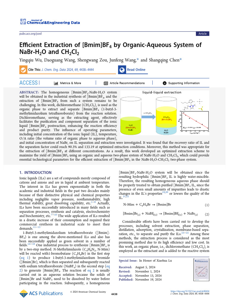 artigo - efficient-extraction-of-bmim-bf4-by-organic-aqueous-system-of-nabr-h2o-and-ch2cl2 | PDF ...