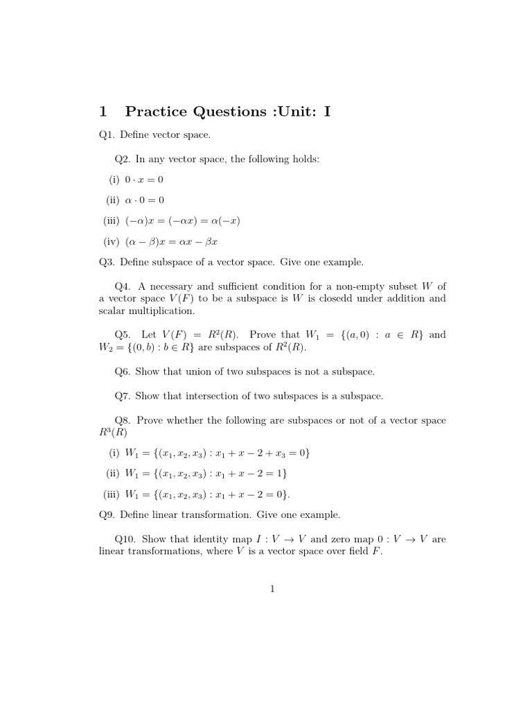 Practicee Questions Unit 1 | PDF