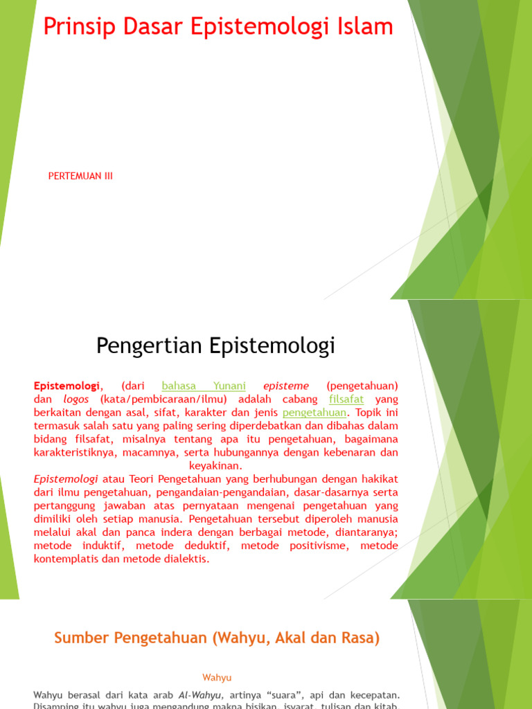 Prinsip Dasar Epistemologi Islam | PDF