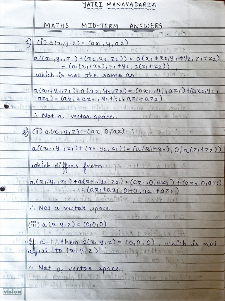 Maths Mid-Term Solutions | PDF