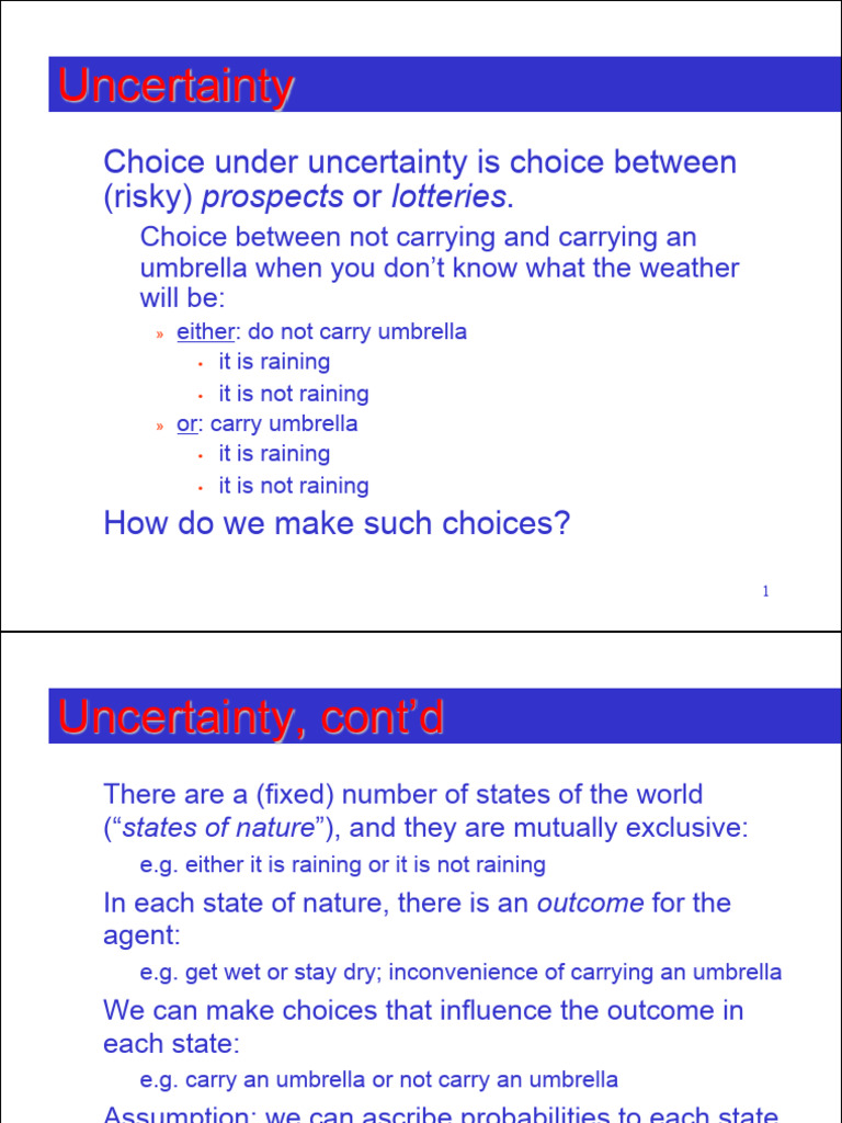 Uncertainty | PDF | Utility | Risk Aversion