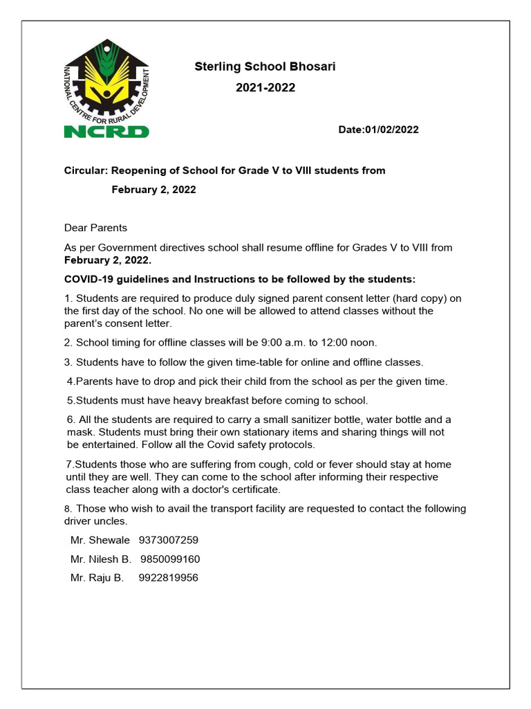 Guidelines For School Reopening | PDF