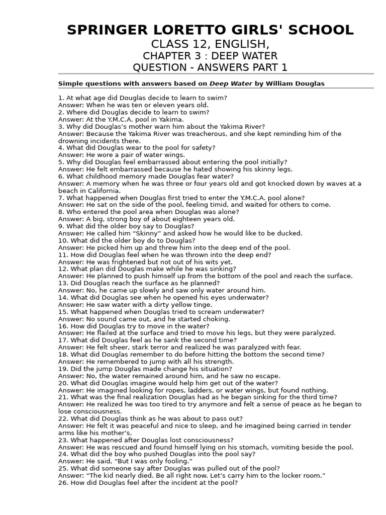 12 Eng C3 Deep Water Qa P1 TBC | PDF | Fear | Courage