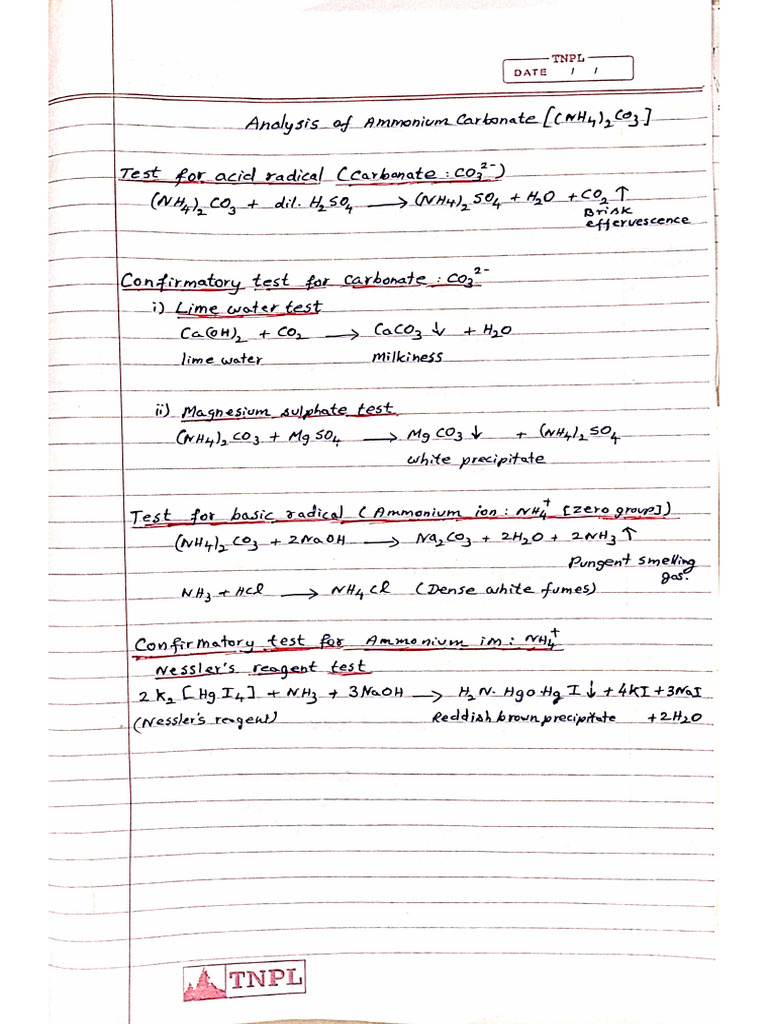 Equations Salt Analysis | PDF