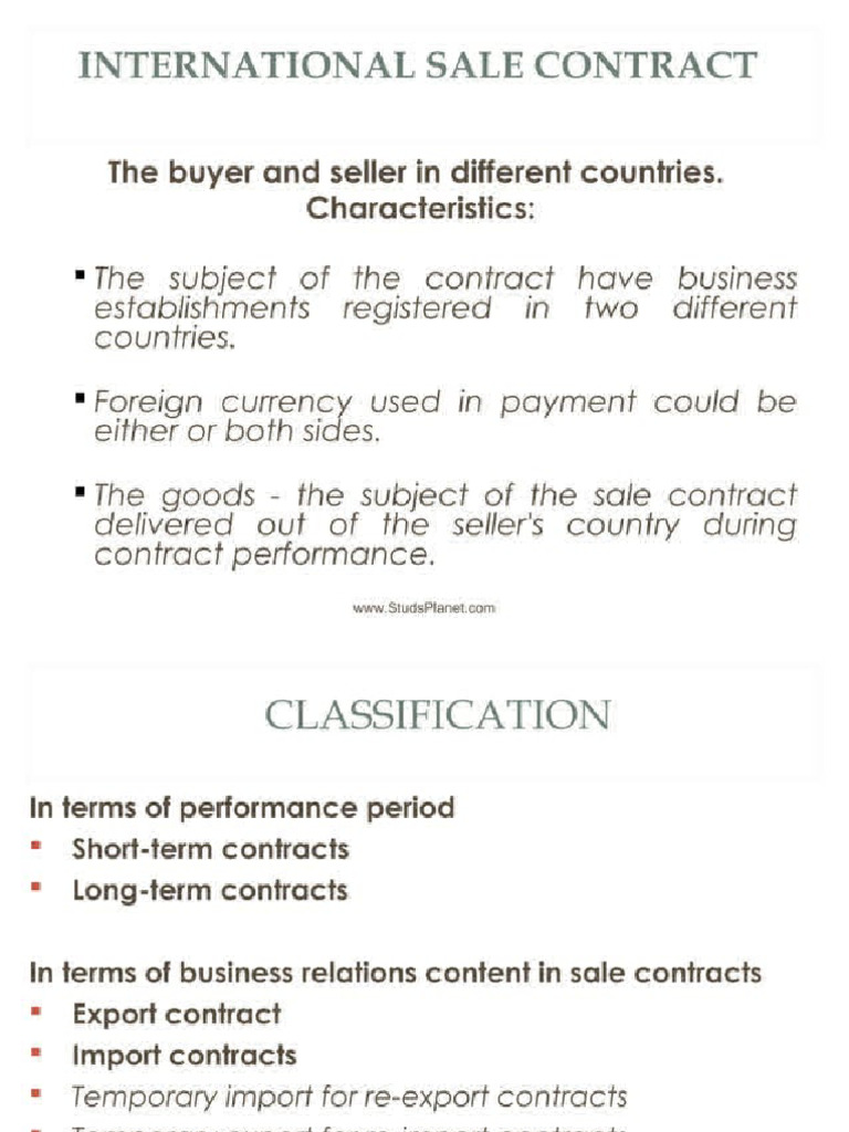International Sale Contract | PDF