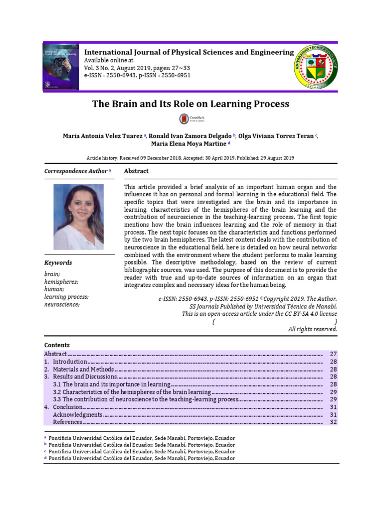 The Brain and Its Role On Learning Process | PDF | Memory | Learning