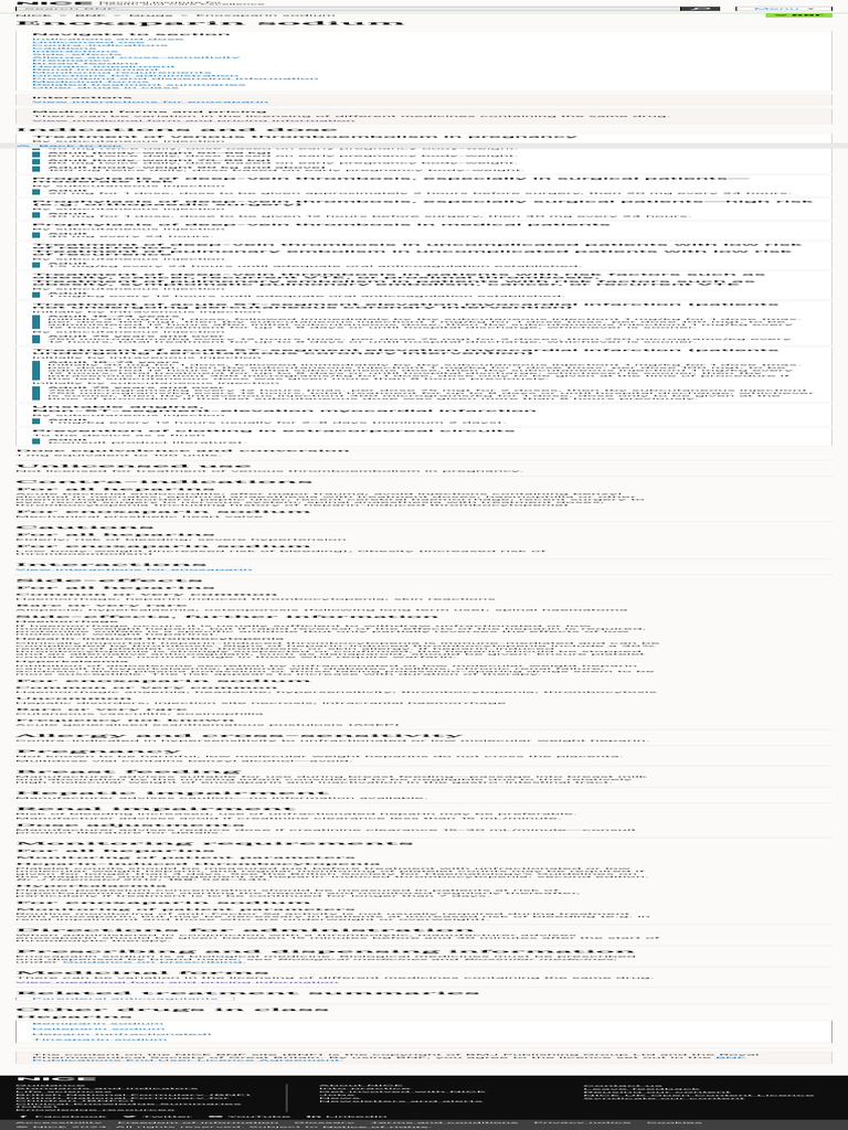 Enoxaparin Sodium Drugs BNF NICE 6 | PDF | Thrombosis | Clinical Medicine
