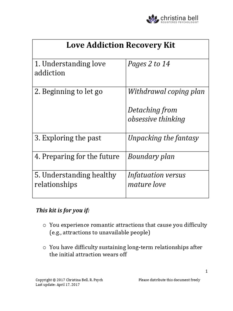 Love Addiction Recovery Kit | PDF | Attachment Theory | Love