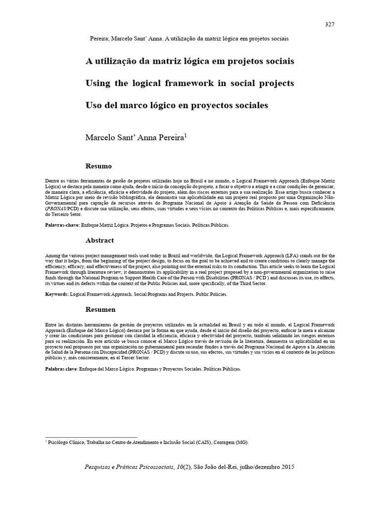 GEP042 - ATV4 - A Utilizacao Da Matriz Logica em Projetos Sociais | PDF ...