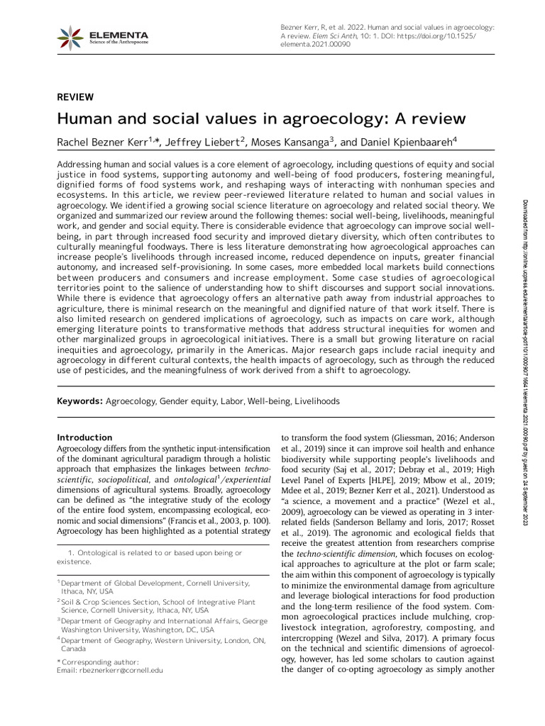 Agroecology: Human and Social Values | PDF | Agroecology | Agriculture