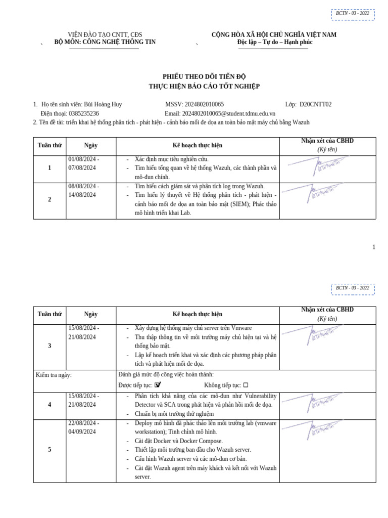 BM 03 Theo Doi Tien Do | PDF