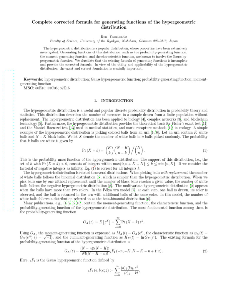 Complete Corrected Formula for Generating Function | PDF | Probability ...
