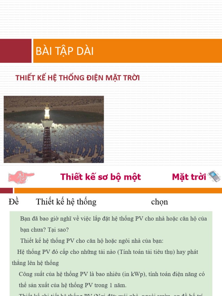 BTD THIẾT KẾ HỆ THỐNG ĐIỆN MẶT TRỜI- EE 4462 | PDF