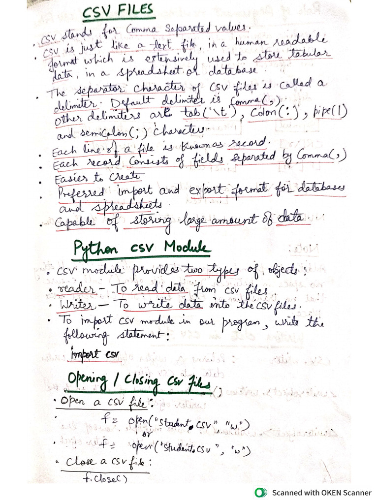 csv files notes | PDF