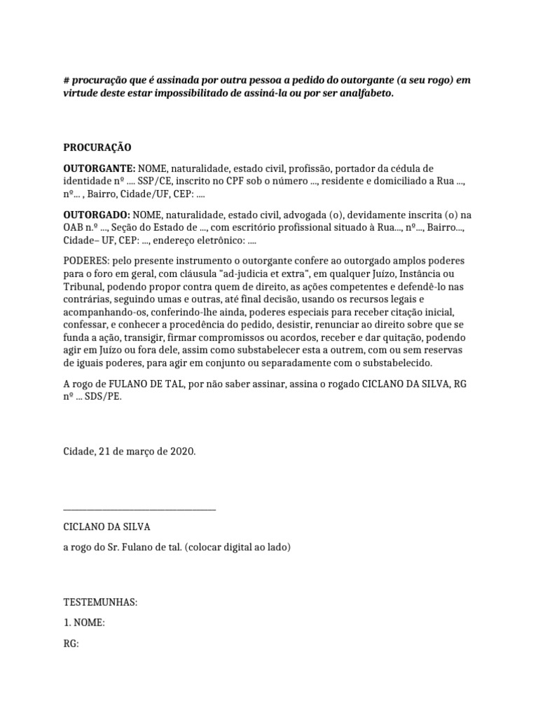 Modelo de Procuracao A Rogo | PDF