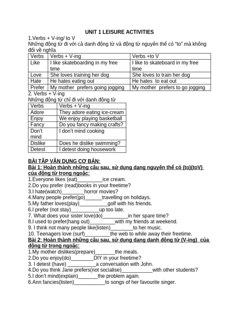 Leisure Activities for Class 7 | PDF | Leisure
