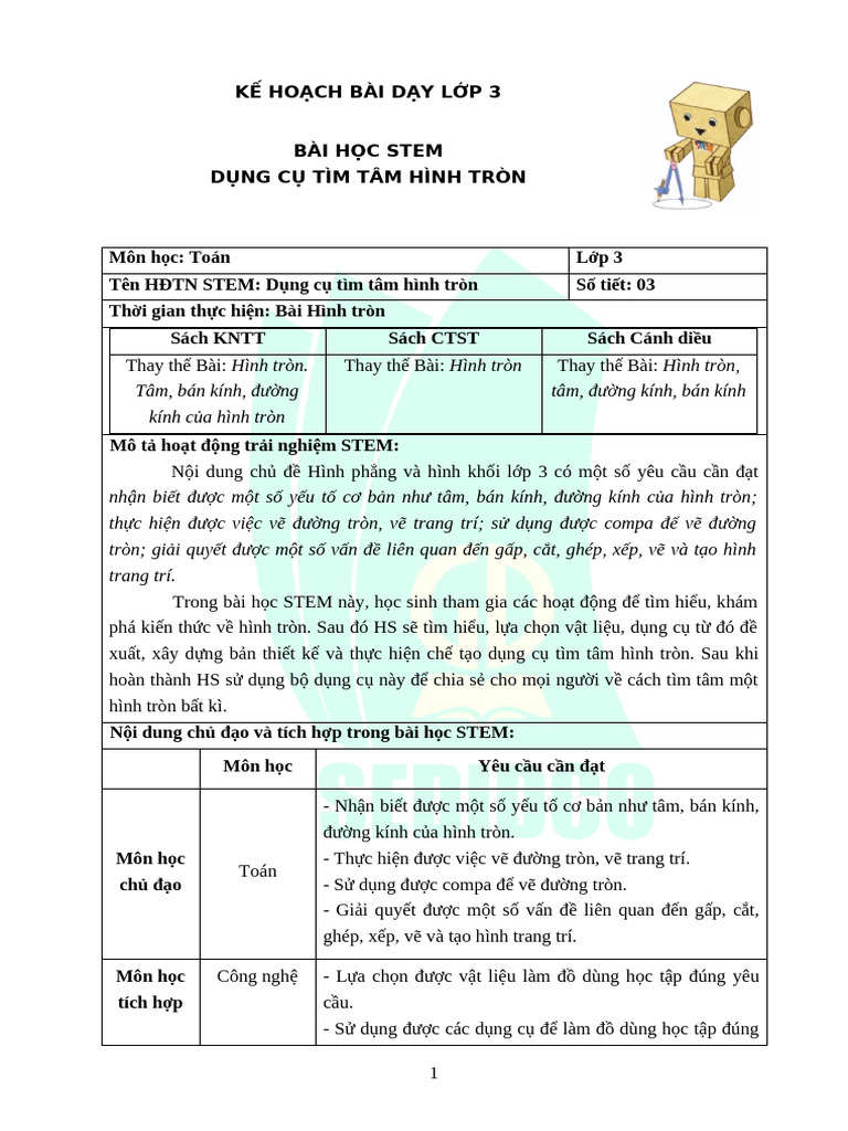 KHBD STEM 3 - D NG C Tìm Tâm Hình Tròn | PDF
