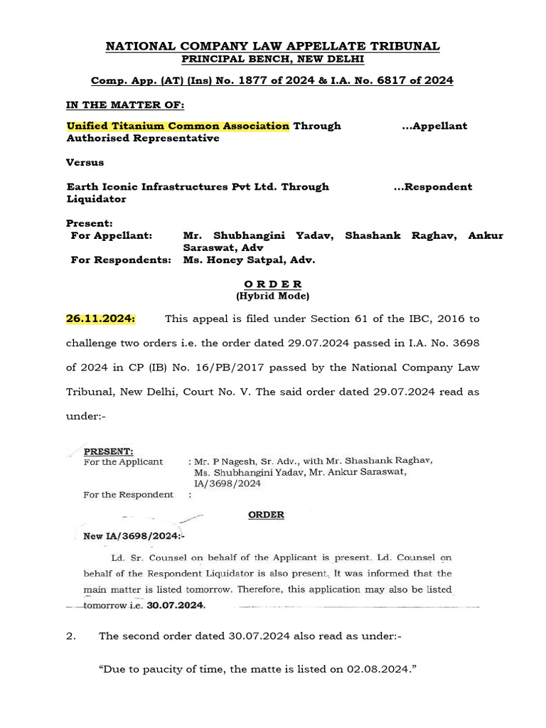 NCLAT Order Against Shashank & Ankur | PDF | Appeal | Pleading
