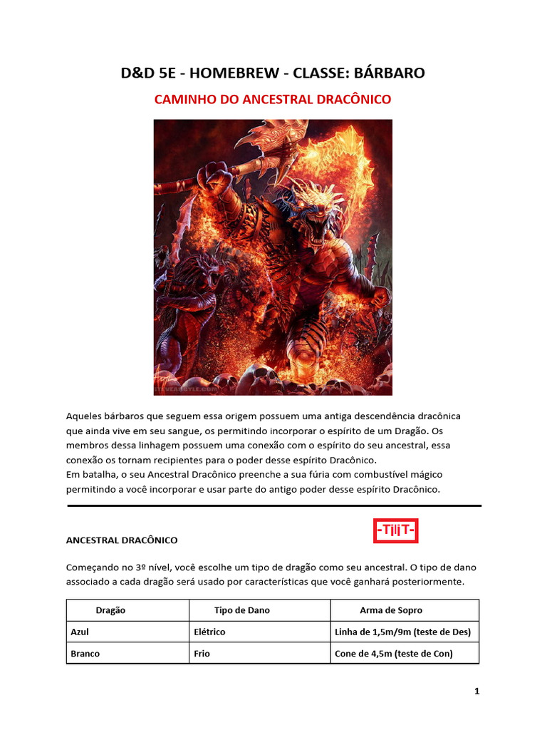 Bárbaro Dracônico em D&D 5E | PDF | Dragão