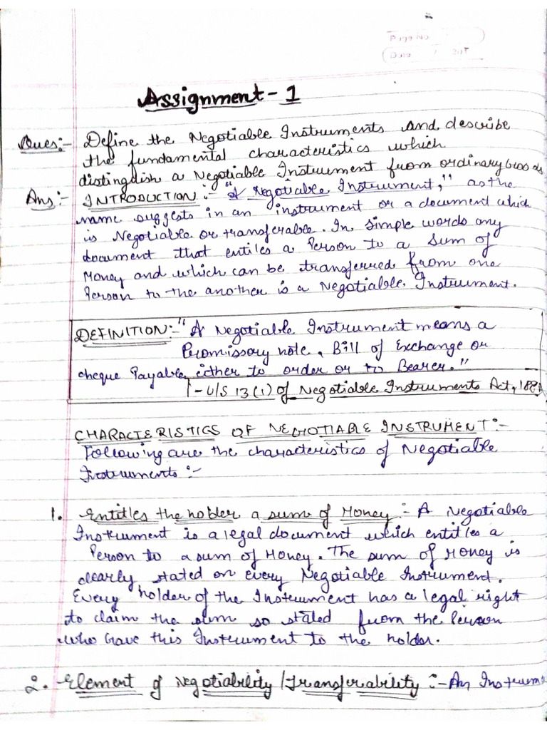 Short question-- Difference between Negotiation and Assignment | PDF