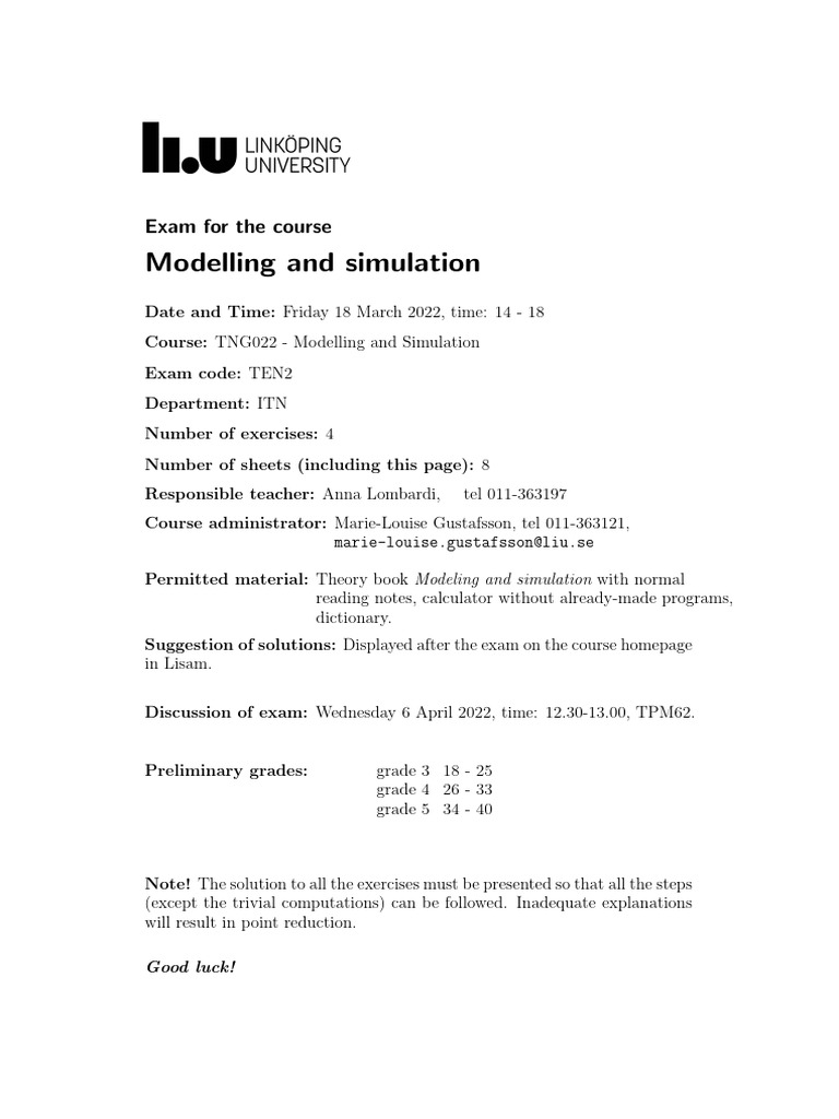 Modelling and Simulation Exam Details | PDF | Electrical Engineering ...